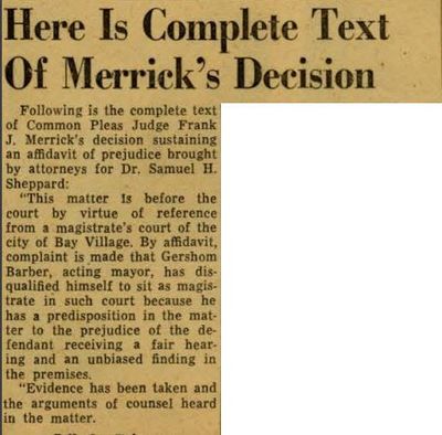"54/08/13 Here Is Complete Text Of Merrick's Decision" by Cleveland News